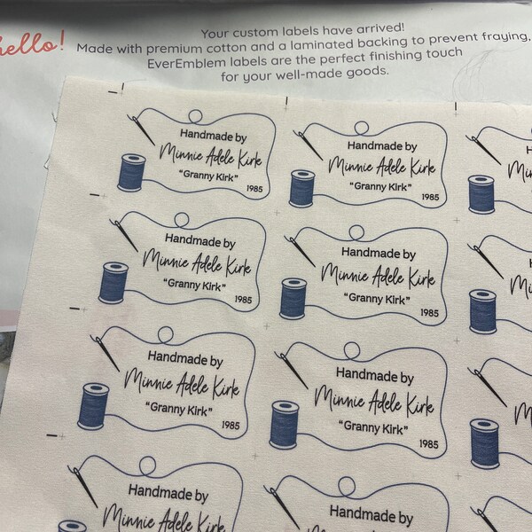 Set of 12 Sewing Labels, Iron on or Sew on Quilt Tags, Personalized ...