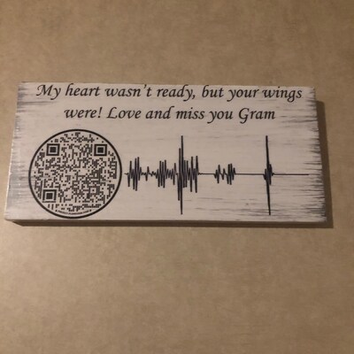 Personal Voicemail Message QR Code With Heartbeat Soundwave. Wood Sign ...