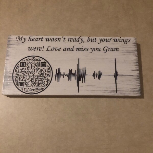 Personal Voicemail Message QR Code With Heartbeat Soundwave. Wood Sign ...