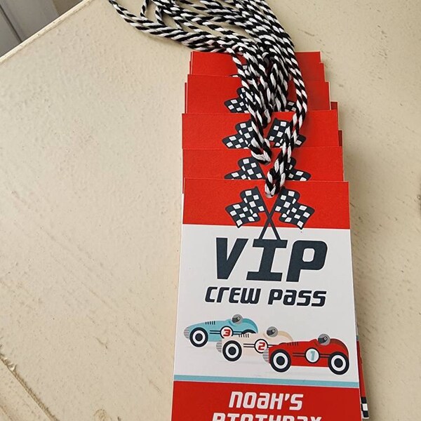 Personalized Vintage Race Car VIP Pass, Race Car Birthday Party, Race ...