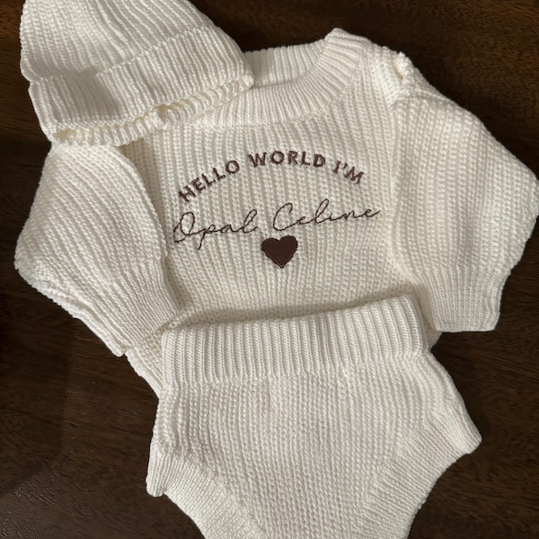 Personalised Hello World Baby Outfit Embroidered Newborn Baby Gifts ...
