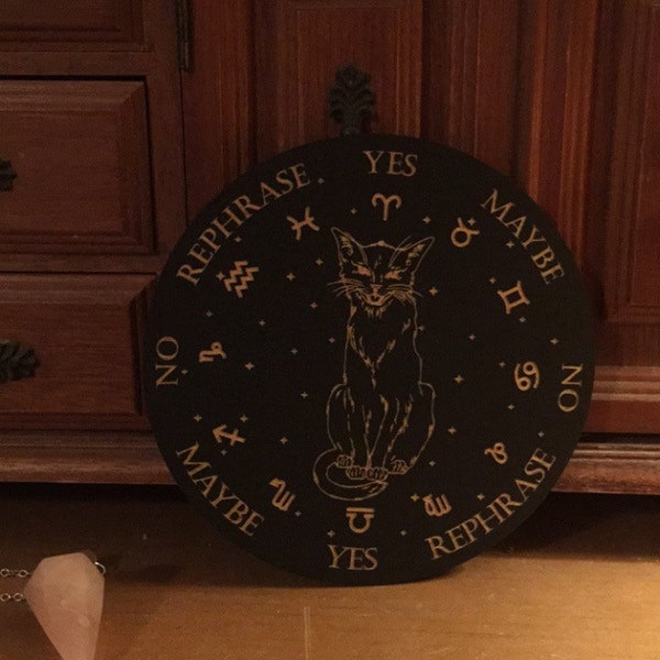 Black Cat Wood Pendulum Board | Laser Engraved | Divination | Scrying ...