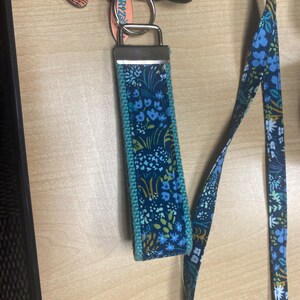 Blue Print Floral Key Fob Fabric Key Fob Navy Key Fob Blue - Etsy