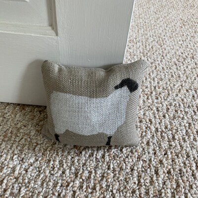 Suffolk Sheep Burlap Feed Sack Doorstop Sheep Door Stop Sheep Decor ...