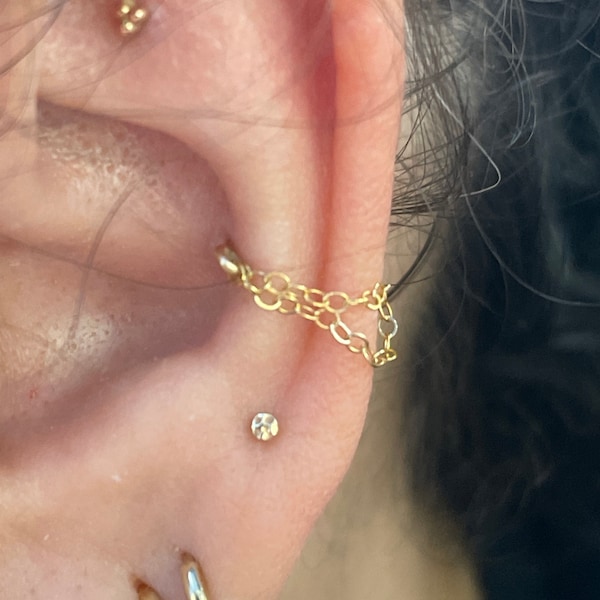 Double Chain Conch Dangle Earring Gold Silver - Etsy