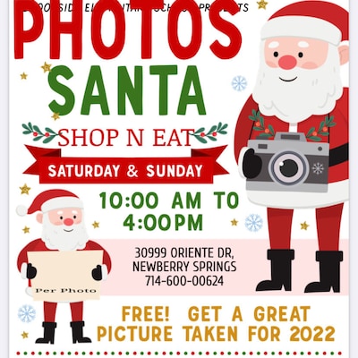 Photos With Santa Flyer Editable Template, Picture With Santa, Holiday ...