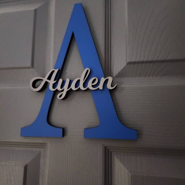 Custom Wooden Wall Name Sign Wood Big Letters Modern Nursery Bedroom ...