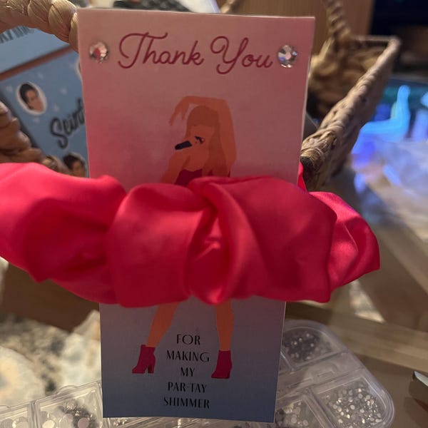 Printable Scrunchie Card Par-tay Favor T Swift Eras Party Theme Purple ...