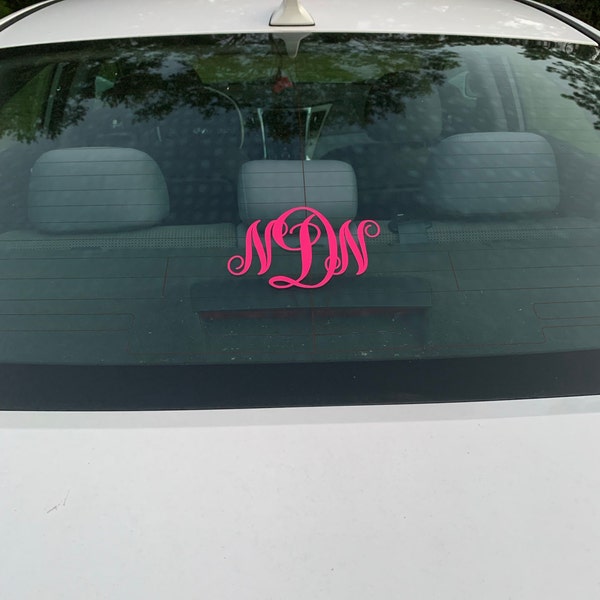 Monogram Car Decal / Car Decal / Script Monogram / Vinyl Monogram ...