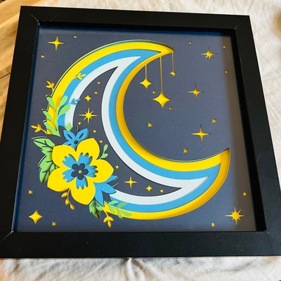 3D Moon Welcome Shadow Box, Floral Svg, 3D Mandala, Flower Shadow Box ...