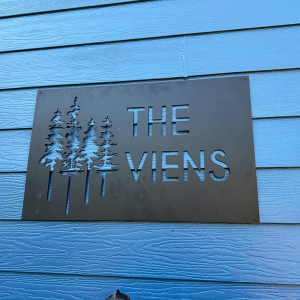 Personalized Metal Cabin Name Sign, Pine Tree Custom Metal Sign ...