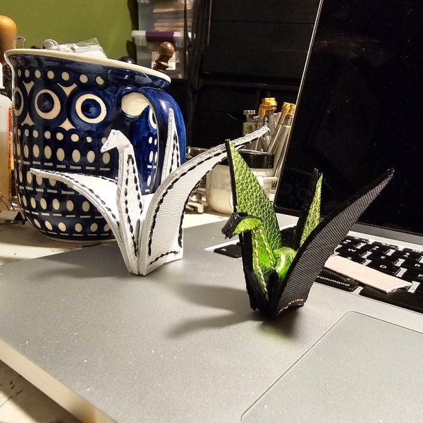 DIY Leather Origami Crane, PDF Pattern for Leather Crane, Hanging ...