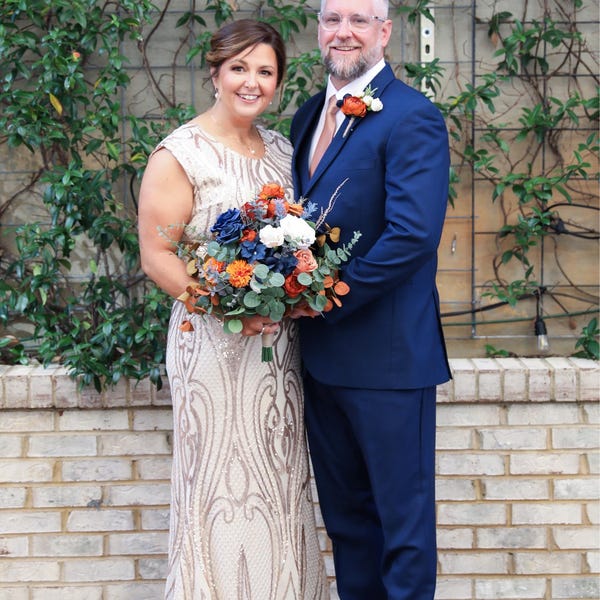Faux Bridal Bouquet With White Flowers and Anemones, Bridesmaid Bouquet ...