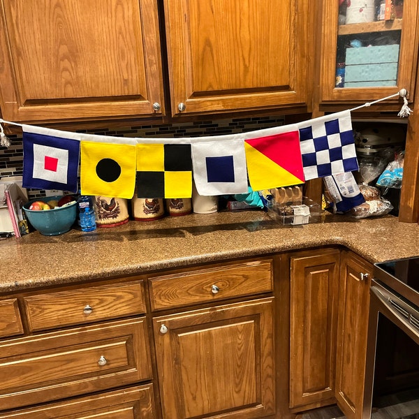 Custom International Maritime Code Flag Nautical Name Banner Felt Decor ...