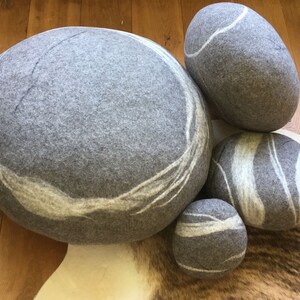 Natural Felted Wool. Soft Stone-poufs. Set 12. Like Real Stones. KATSU ...