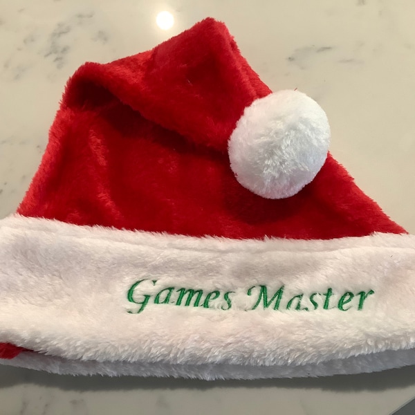 Christmas Plush Santa Hat With Custom Name or Text Embroidered - Etsy