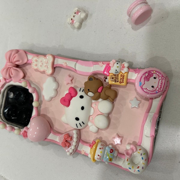 Kawaii Kitty Decoden Phone Cases for All Models, Handmade Custom Phone ...