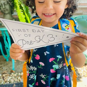 First Day of Pre-k Kindergarten School 2020 Pennant Flag - Etsy