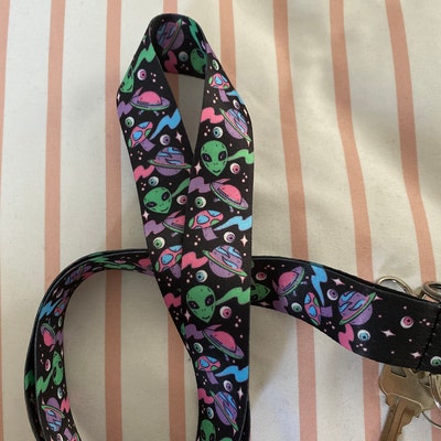 Funky Psychedelic Alien Rave Space Lanyard W/ Lobster Clasp, Breakaway ...