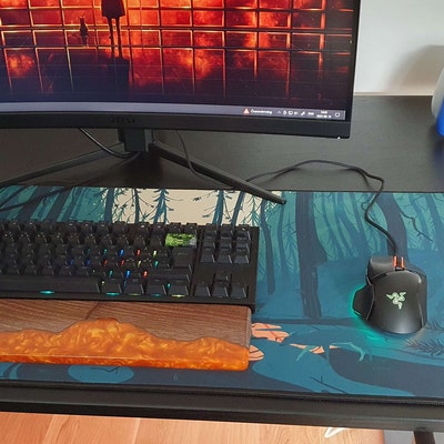 Cabin Nights Desk Mat Giant Mouse Pad Original Artwork Stitched Edge ...