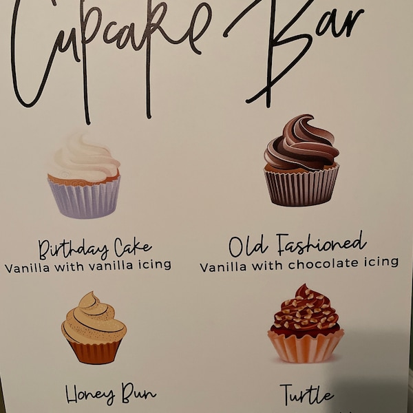 Cupcake Menu Sign, Cupcake Bar Sign, Minimalist Dessert Sign, 120 ...