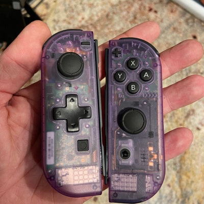 New Custom Nintendo Switch Clear Atomic Purple D-pad Joy-con Controller ...