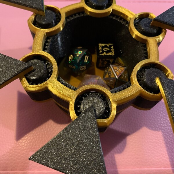 Black and Gold Mechanical Dice Box - Etsy