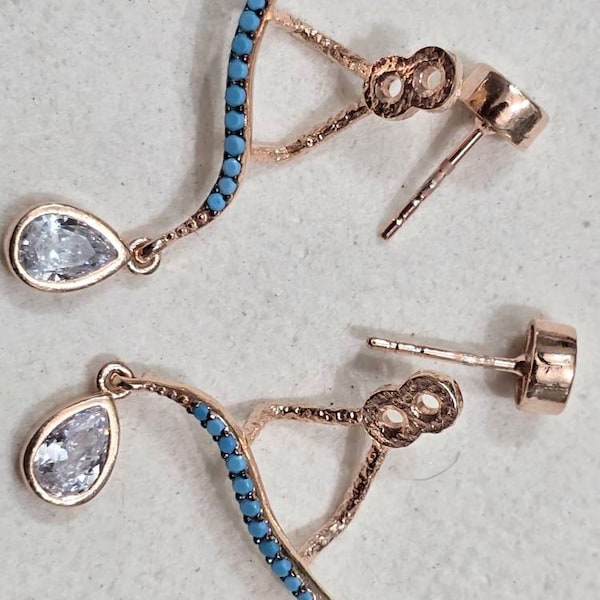 Sterling Silver Infinity Ear Climber, Crawler Earrings With Blue ...