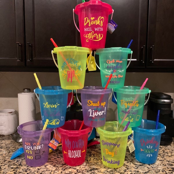 Personalized Cocktail Sand Buckets | River Cup | Lake Drink | Beach ...
