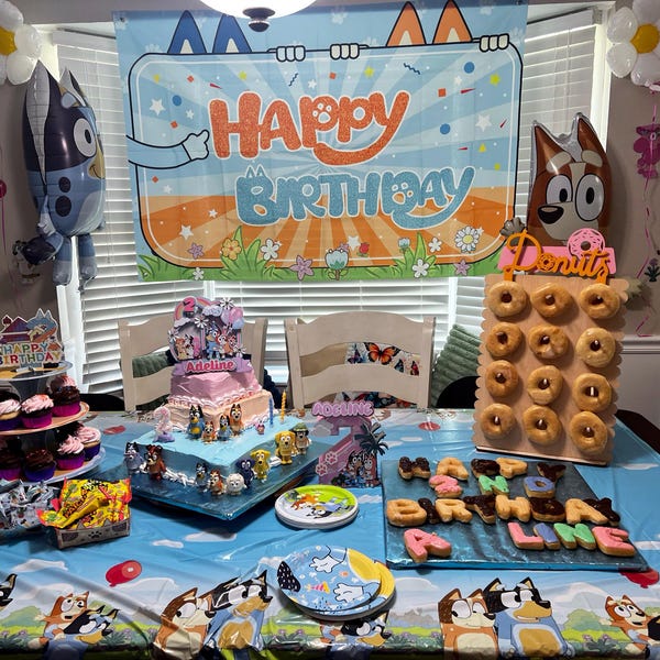 Bluey Birthday Banner /bluey High Chair Banner/party Decorations - Etsy