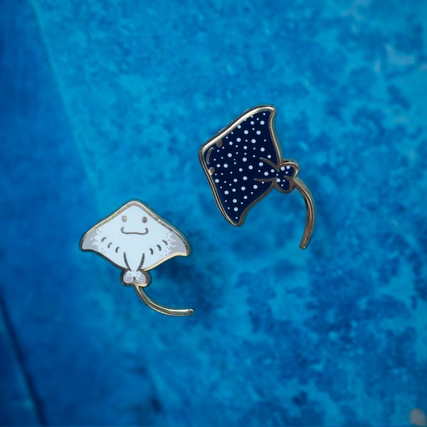 Stingray Hard Enamel Mini Pin Set - Gold Grey and White - Lapel Pin ...