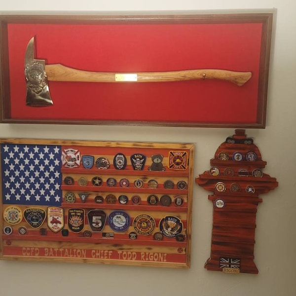 Firefighter Challenge Coin Display, Fire Hydrant, Gift for Firefighters ...