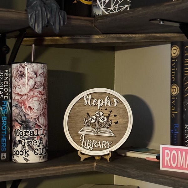 Personalized Library Sign, Custom Wooden Sign, Home Decor, Wooden Name ...