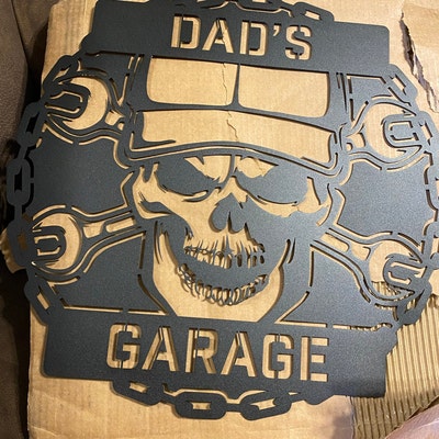 Skull Pistons Metal Garage Sign Personalized Metal Wall Art for Bikers ...
