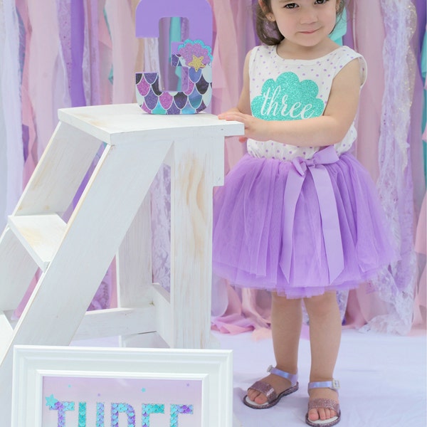Mermaid 3rd Birthday Letters Three Printable 3rd Birthday Party 3 ...