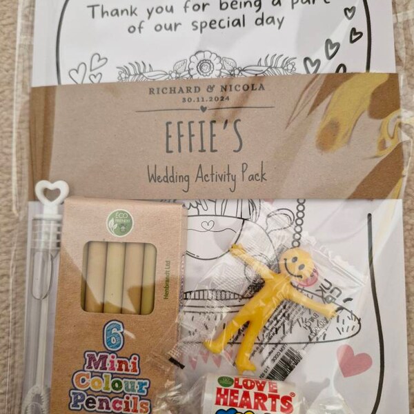Personalised Pre Filled Wedding Activity Pack for Kids, Kids Wedding ...