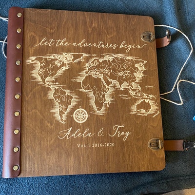 Wedding Photo Album World Map Album Let the Adventures Begin Travel ...