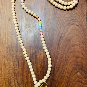 Pink Neutral Lanyard, Teacher Lanyard, Modern Lanyard, Wooden Bead ...