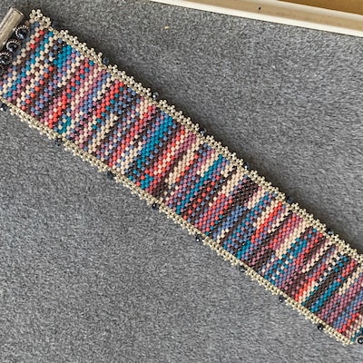 Two Drop Peyote Pattern for Turquoise Beaded Bracelet With Wavy Azure ...