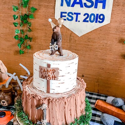 Grizzly Bear Cake Topper, Camping Theme Party Bear, Safari Party Animal ...