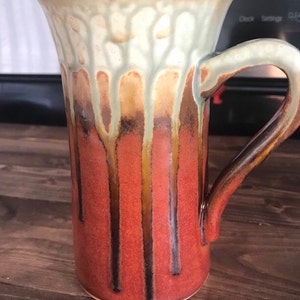 Straight Red Handmade Pottery Mug, Pottery Coffee Mugs, Ceramic Coffee ...