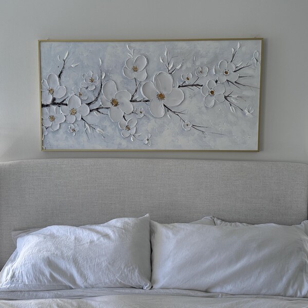 3D Plaster Style Canvas Oil Painting Hand Cream Texture Art Blooming ...