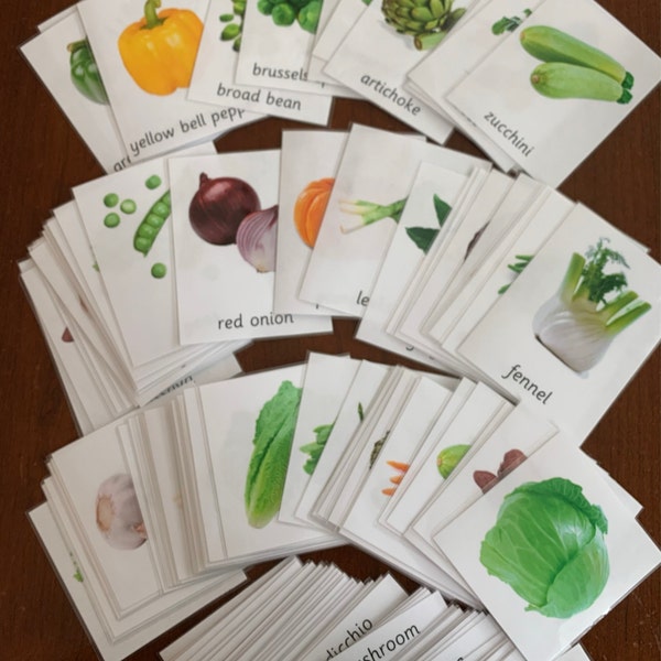 VEGETABLES (real Pictures) • 46 Editable Montessori Cards • Flash Cards ...
