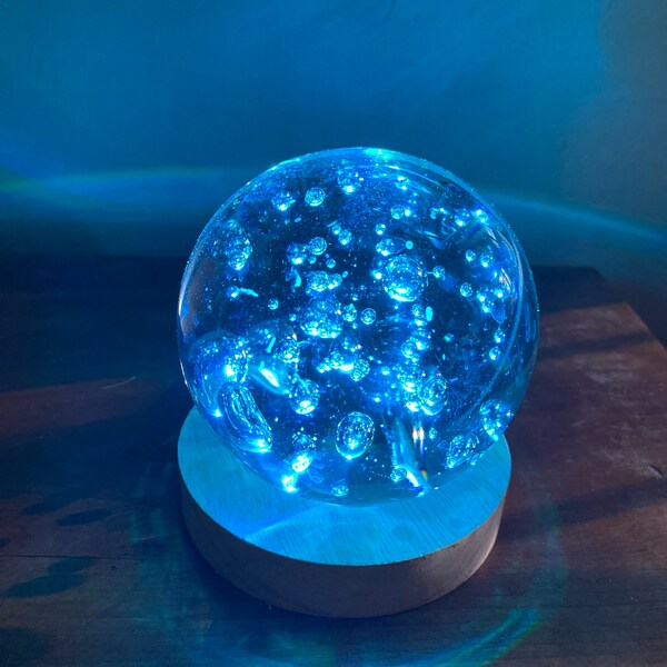 ONE (1) LED Colored Display Light Base • Crystal Display Stand • Sphere ...