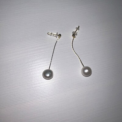 Real Freshwater Pearl Drop Earrings, Minimalist Pearl Dangle Earrings, Real Pearl Earrings ...