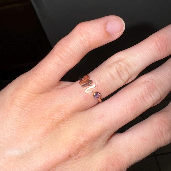 Personalized Initial Birthstone Ring • Custom Gold Initial Ring ...