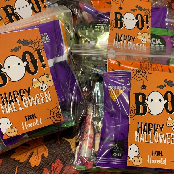 Printable Halloween Favor Tags, Boo Gift Tags, Trick or Treat Favor ...