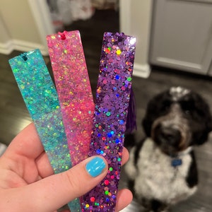 Super Bright Glitter Resin Bookmark - Neon - Iridescent - Holographic ...