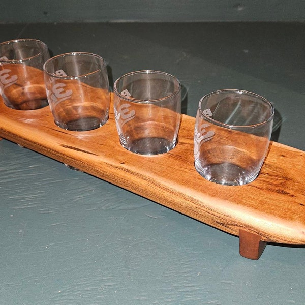 Cherry Drink Flight Tray With Detail Stripes, Tapered Handcrafted ...