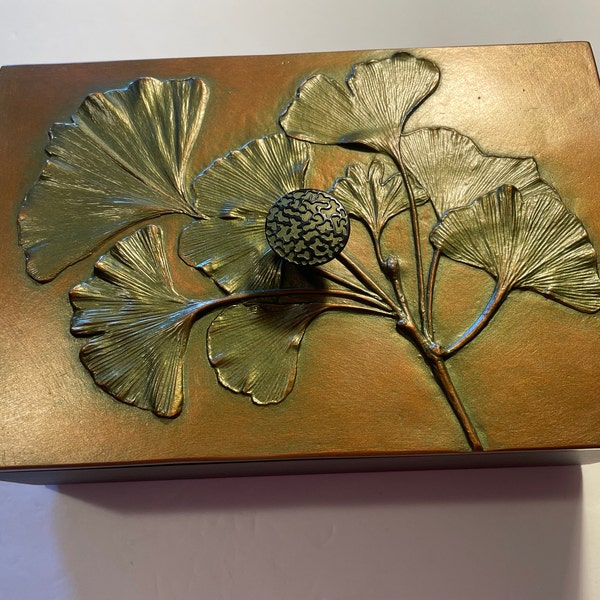 Gingko Leaf Lid on Decorative Bamboo Box 6" X 9" - Etsy